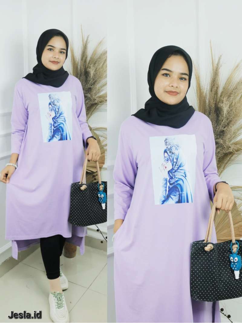 Promo Jesla Fashion Ratu Hijab Midi Dress Bahan Combed Aplikasi Sablon ...