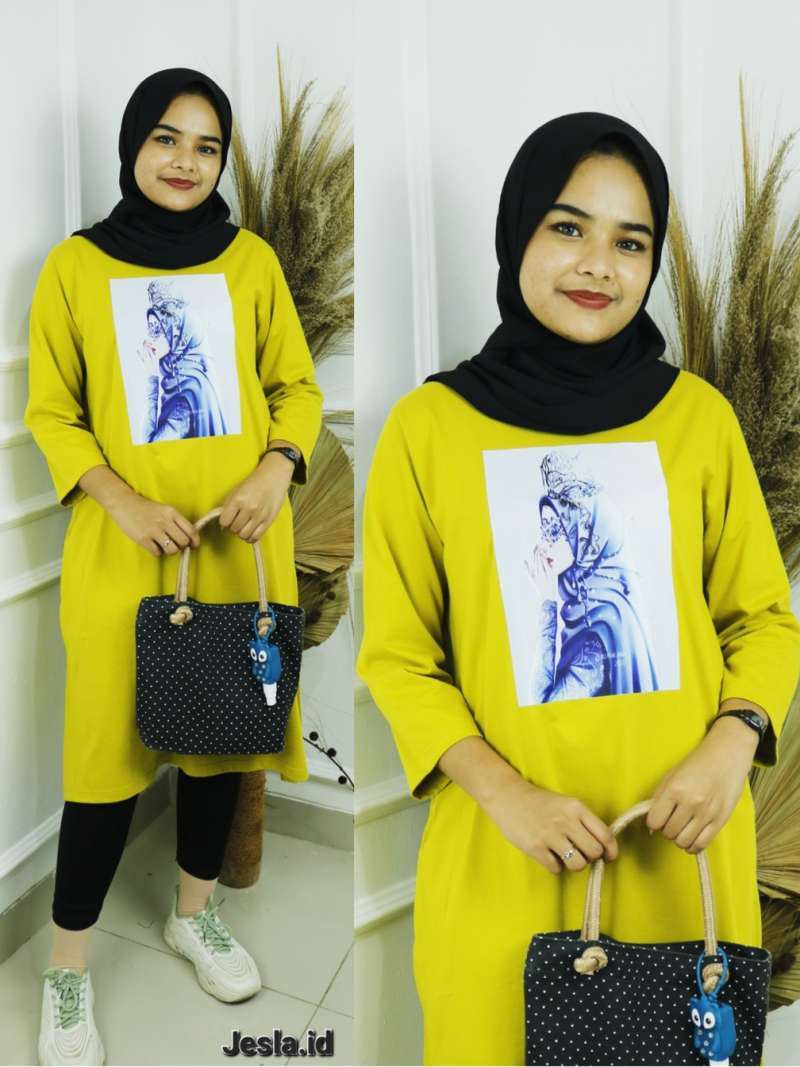 Promo Jesla Fashion Ratu Hijab Midi Dress Bahan Combed Aplikasi Sablon ...