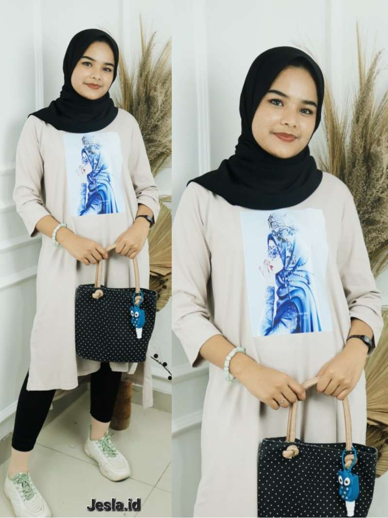 Promo Jesla Fashion Ratu Hijab Midi Dress Bahan Combed Aplikasi Sablon ...