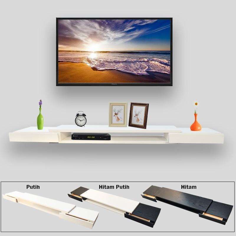 Promo Rak Tv Dinding Minimalis 2 Laci/meja Tv Tempel Dinding [120x20x5 ...