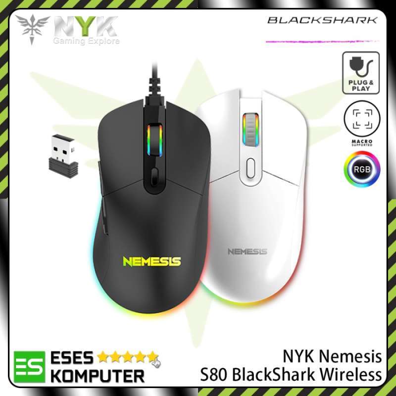 Jual Mouse NYK Nemesis S80 BlackShark Wireless RGB | Dual-Mode Mouse ...