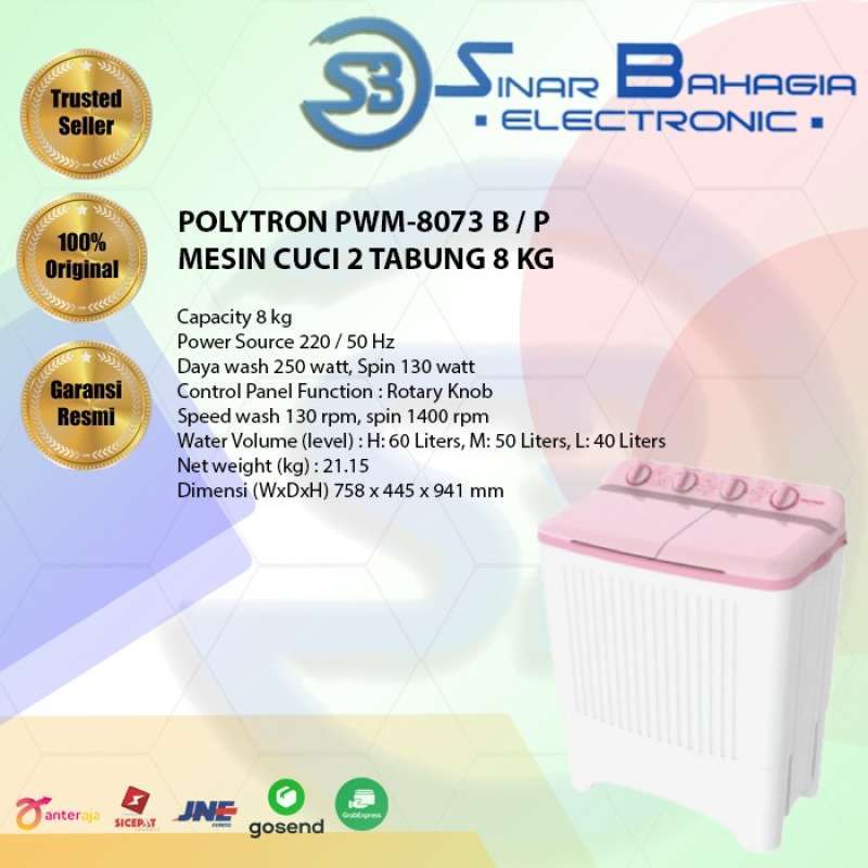 Jual Polytron Pwm-8073 B / Pmesin Cuci 2 Tabung 8 Kg (new) (khusus ...