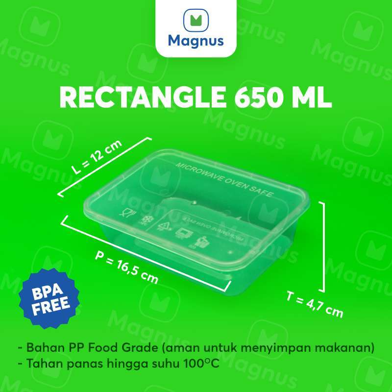 Jual Magnus Thinwall Rectangle Kotak Makan Plastik [650 Ml 25 Pcs] Di