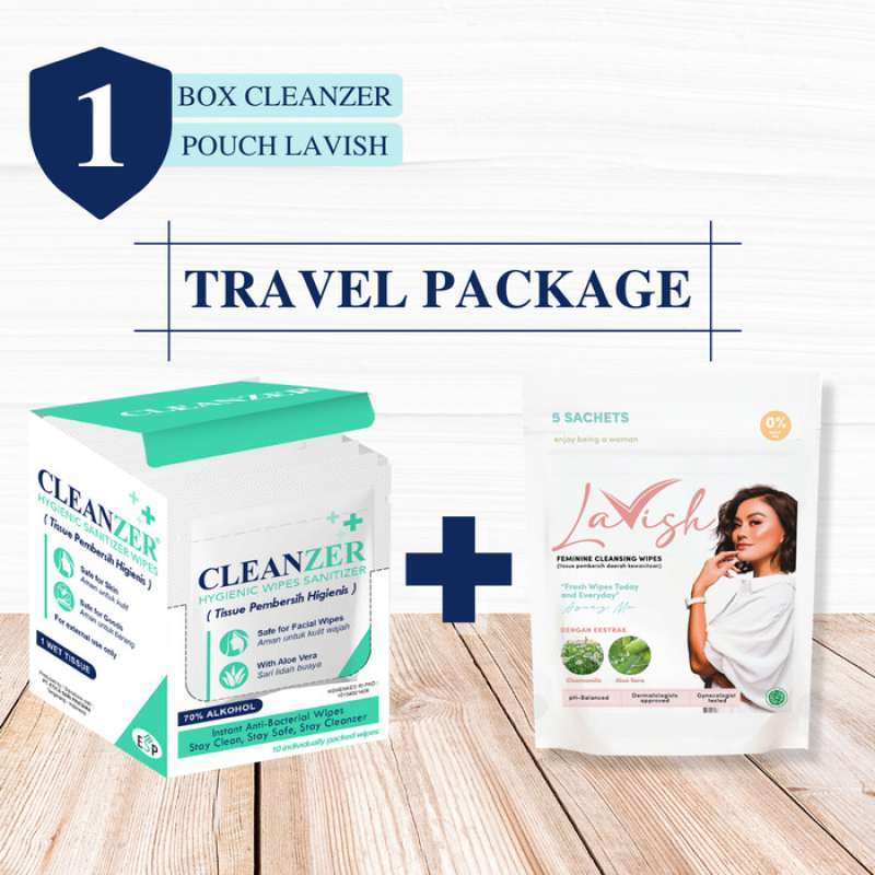 Promo Travel Kit (1 Box Cleanzer Wipes + 1 Pouch Lavish Feminine Wipes ...