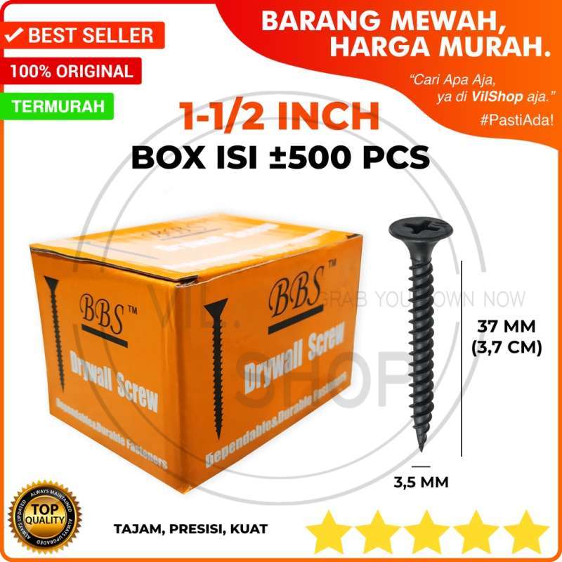 Jual SKRUP GYPSUM RUNCING 1,5 INCH 1 KOTAK BOX DRYWALL SCREW SEKRUP GIPSUM HITAM PANJANG 1,5 3,7 ...