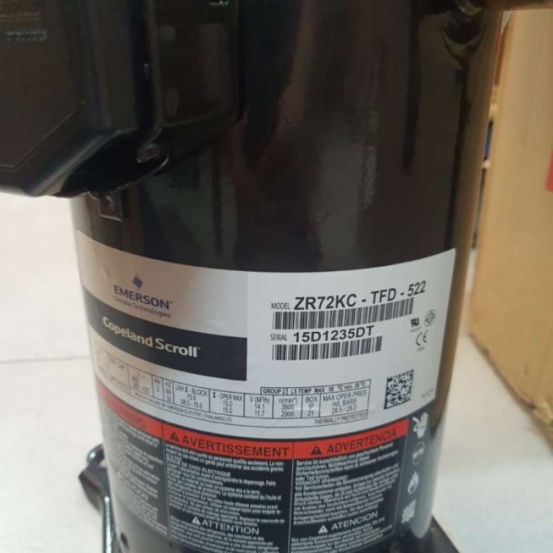 Jual Compressor Copeland Scroll ( R22 ) Type Zr72kc Tfd 522 Di Seller Halers - Kapuk, Kota ...