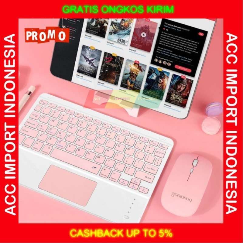 Promo Keyboard Touchpad With Mouse Bluetooth For Tablet Android IOS Mac ...