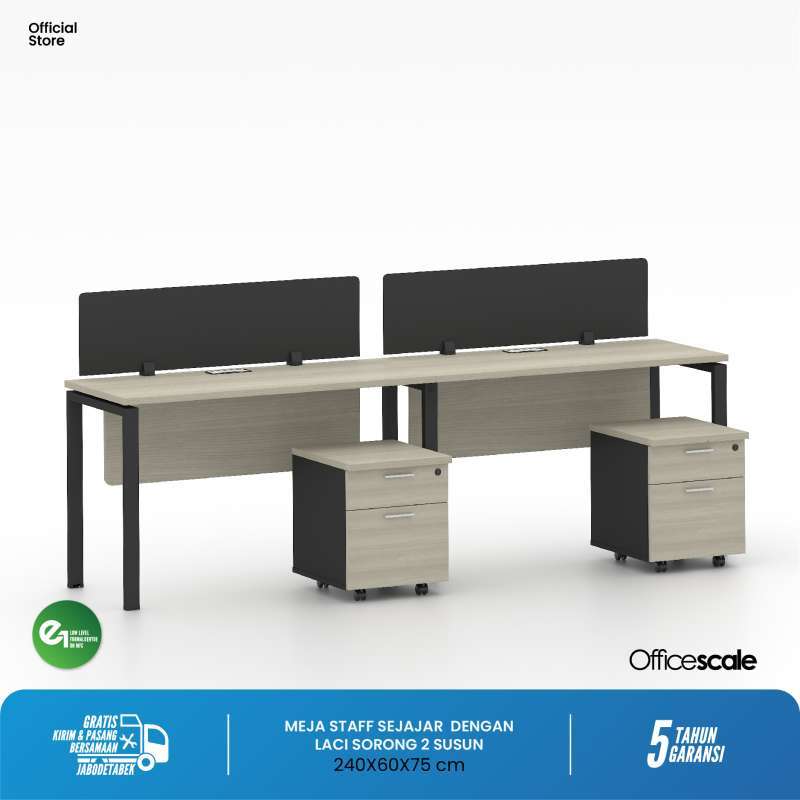 Jual Officescale Meja Kerja Kantor Sejajar 2 Orang + Pedestal ...