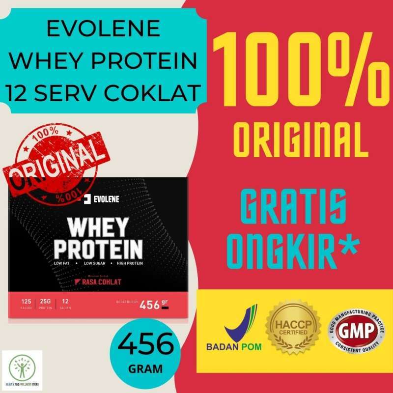 Jual EVOLENE WHEY PROTEIN COKLAT 12 SERV (456 GRAM) BPOM 100% ORIGINAL ...