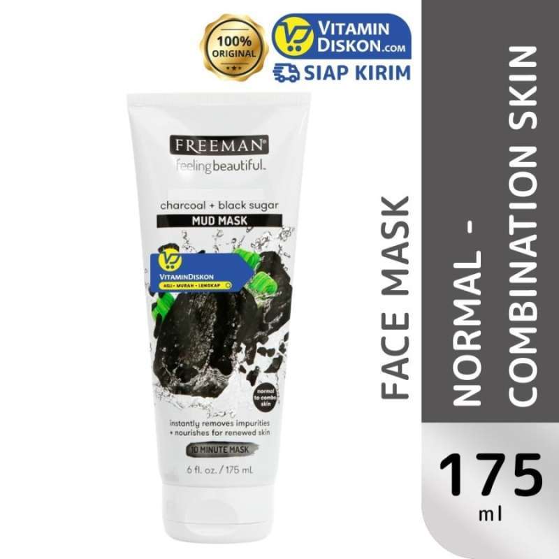 Promo FREEMAN CHARCOAL + BLACK SUGAR MUD MASK FOR NORMAL TO COMBO SKIN ...