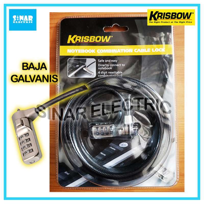Jual Gembok Laptop Super Krisbow Baja Galvanis 4 Kombinasi Angka ...