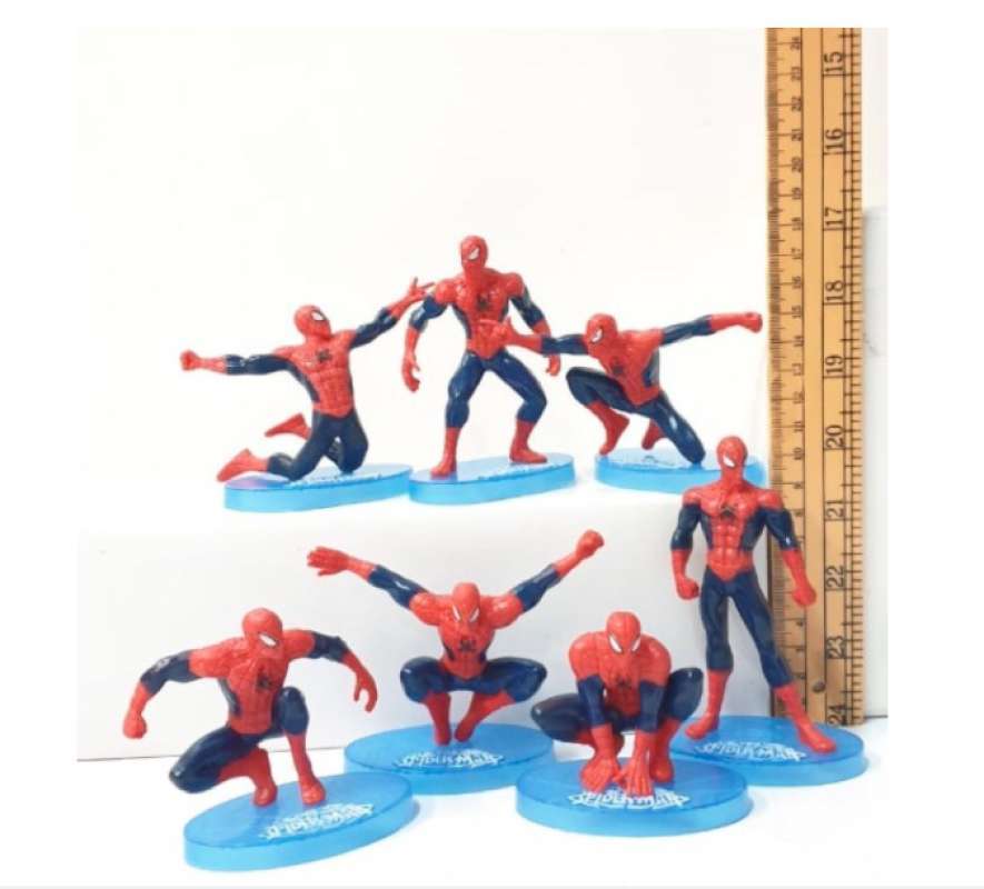 Jual Topper Cake Figure Spiderman Set isi 7 Tatakan Biru di Seller ...