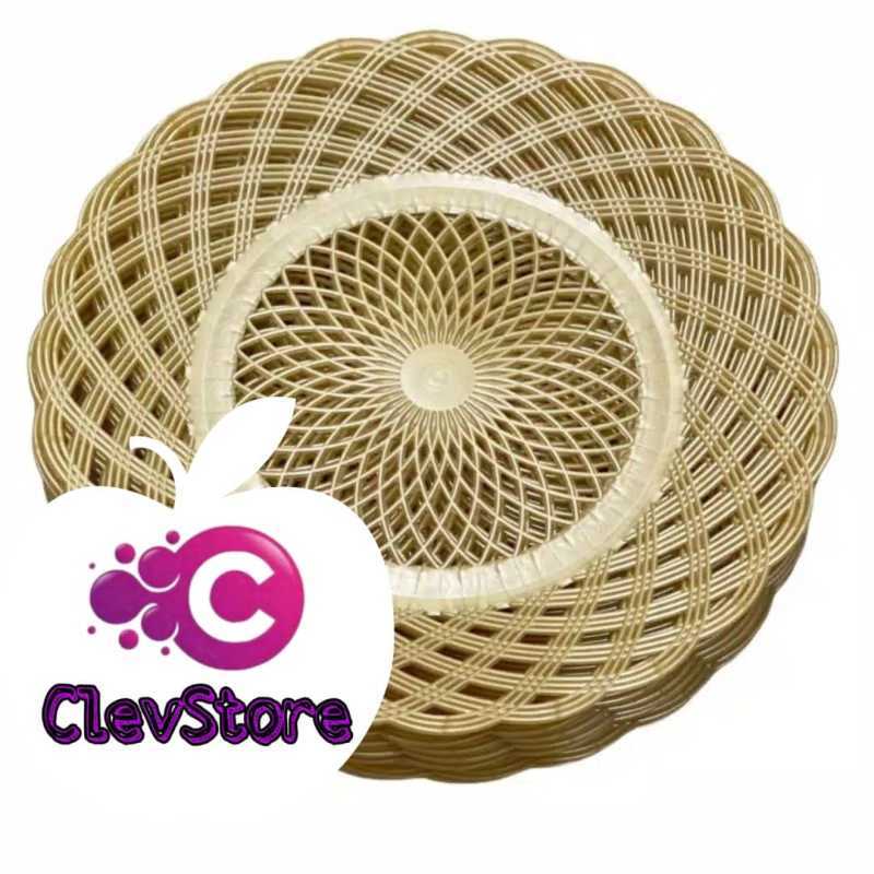 Jual Piring Rotan / Piring Rotan Plastik Anyaman Lusinan (12pcs) - GOLD ...