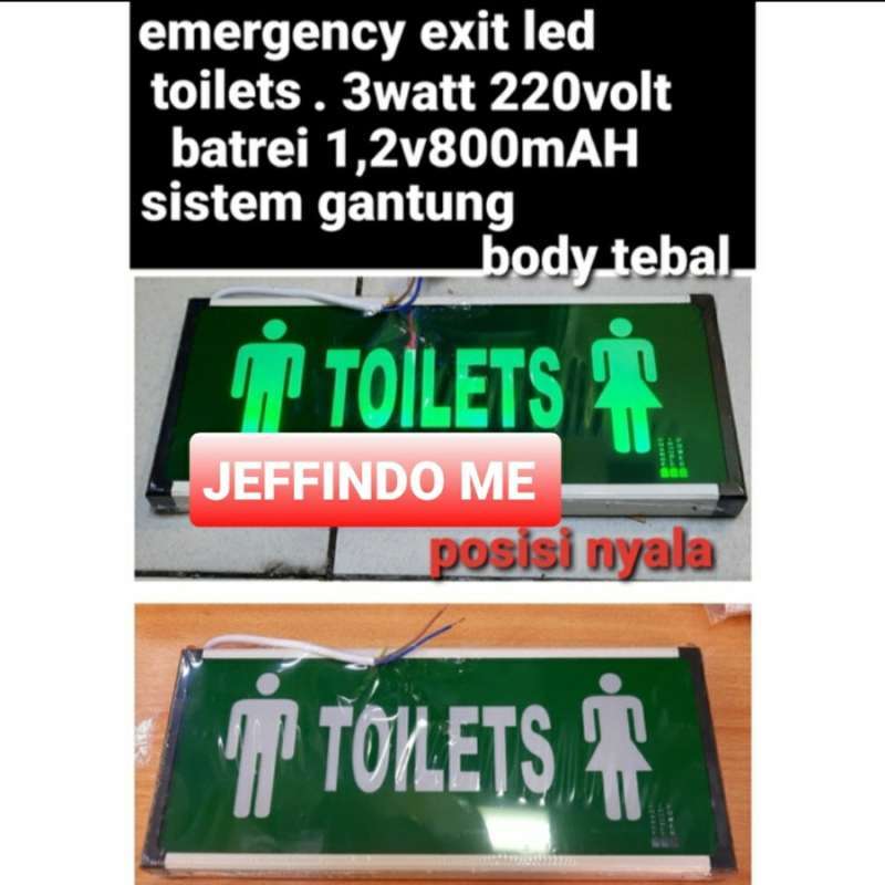 Jual lampu exit toilet led 3w 3watt 3 watt emergency exit 2sisi 2muka ...