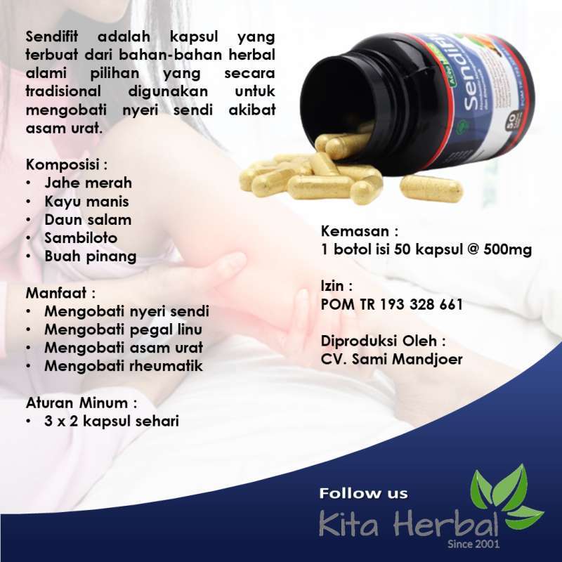 Jual Obat Nyeri Sendi Asam Urat Rematik Sendifit 50 Kapsul Atasi Radang ...