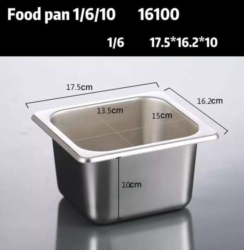 Jual Food Pan Prasmanan Stainless Ukuran 1/6 Tinggi 10cm / Wadah ...