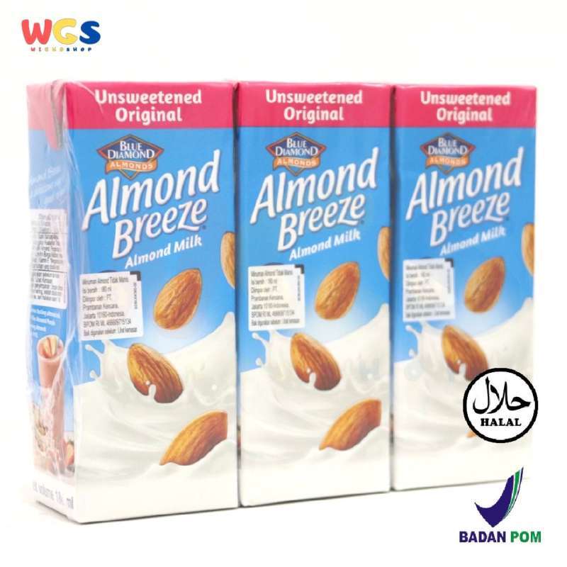 Jual Blue Diamond Almond Breeze Unsweetened Original Almond Milk 3 x 180 ml di Seller WIGHOSHOP ...