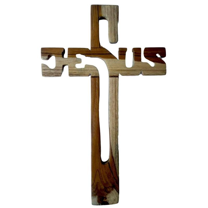 Jual SALIB MOTIF TULISAN JESUS 26CM KAYU JATI di Seller ALIVE WOOD WORK ...