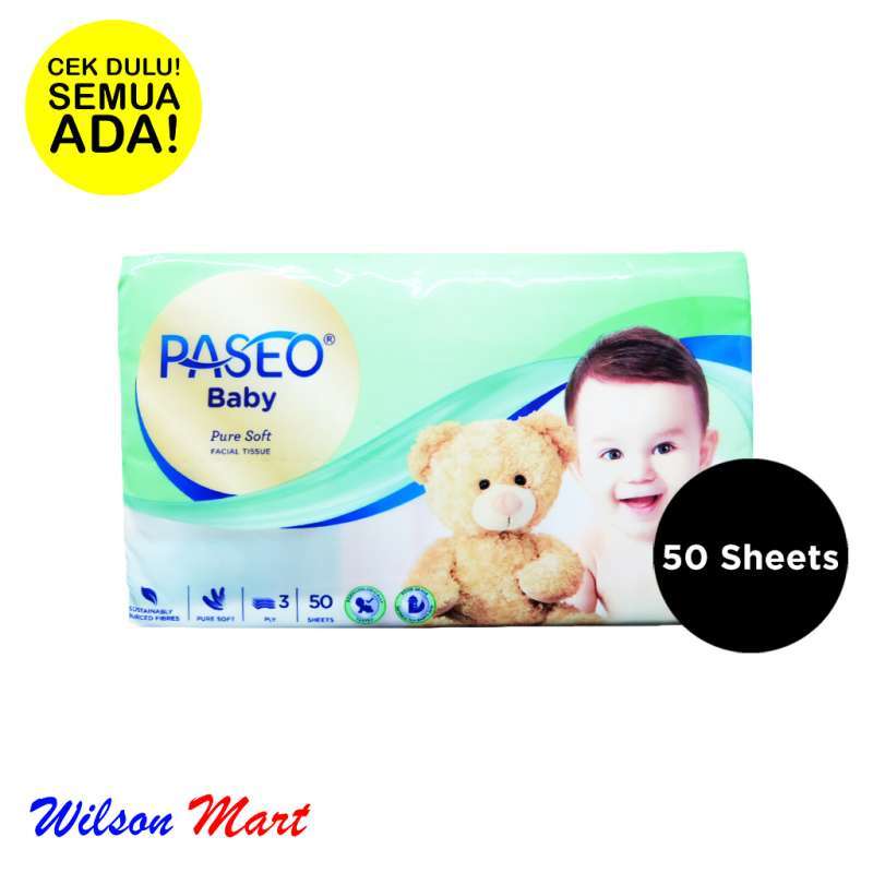Jual PASEO BABY PURE SOFT FACIAL TISSUE 3 PLY 50 SHEETS TISU WAJAH di ...