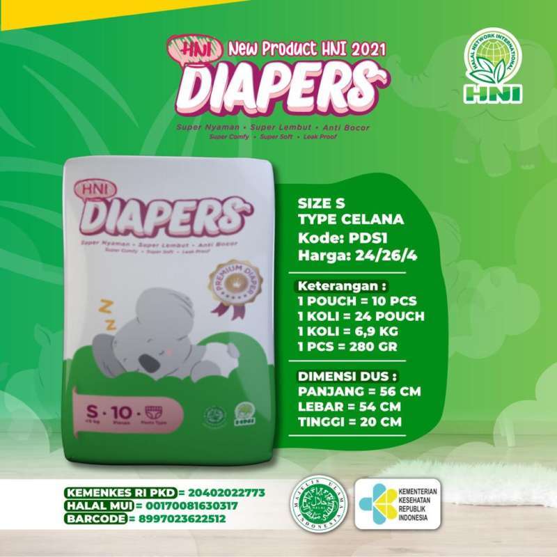 Jual ( New Produk ) Hni Hpai Diaper Popok Anak Sze ( S ) + Masker Di ...