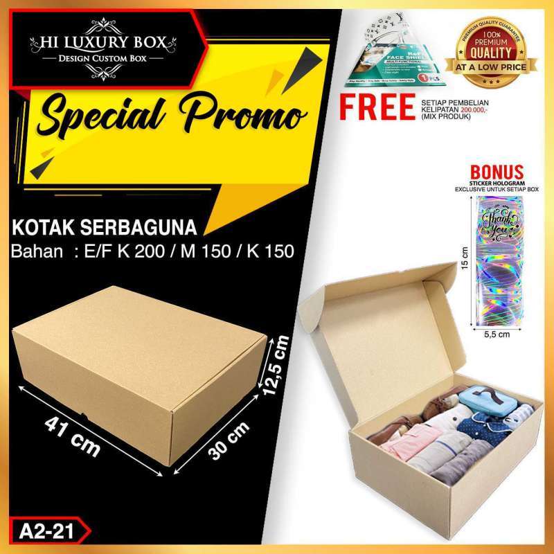 Jual Box Packaging Polos|kotak Murah|kotak Packaging|41x30x12.5|a2-21 ...