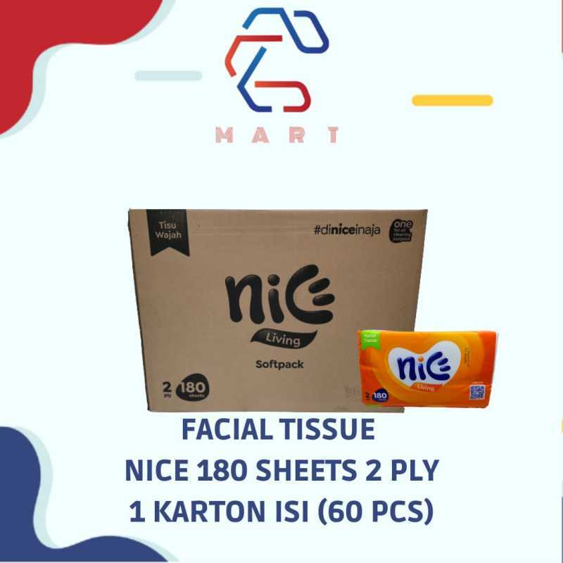 Promo Nice Facial Tissue 180 Sheets - 2 Ply [60 Pcs/ 1 Karton] Diskon 3 ...