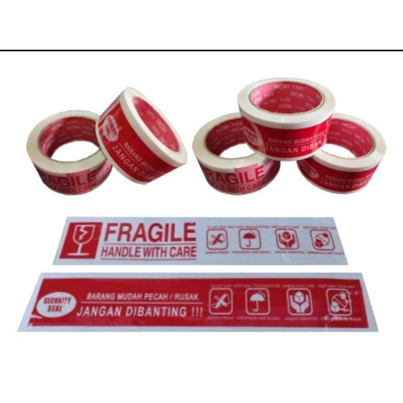 Promo Lakban Fragile merah Putih 48 MM x 100 Yard Diskon 14% di Seller ...