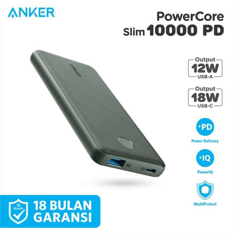 Jual Powerbank Anker Powercore Slim 10000 PD - A1231 - Green di Seller ...