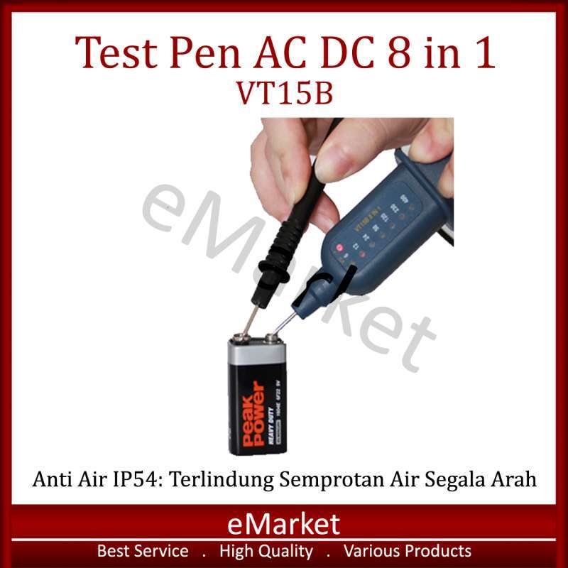 Jual Test Pen AC DC VT15B 8 in 1 - Tespen Voltage Tester IP54 Tahan Air ...