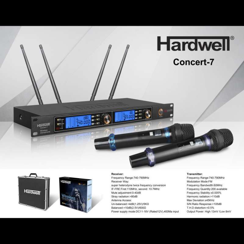 Jual Mic Hardwell Concert 7 Wireless Microphone Dual Handle ...
