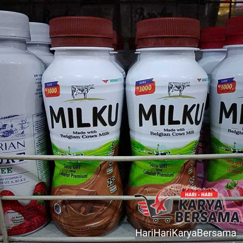 Jual Milku Minuman Susu Uht Rasa Cokelat Premium Botol 200ml Di Seller ...