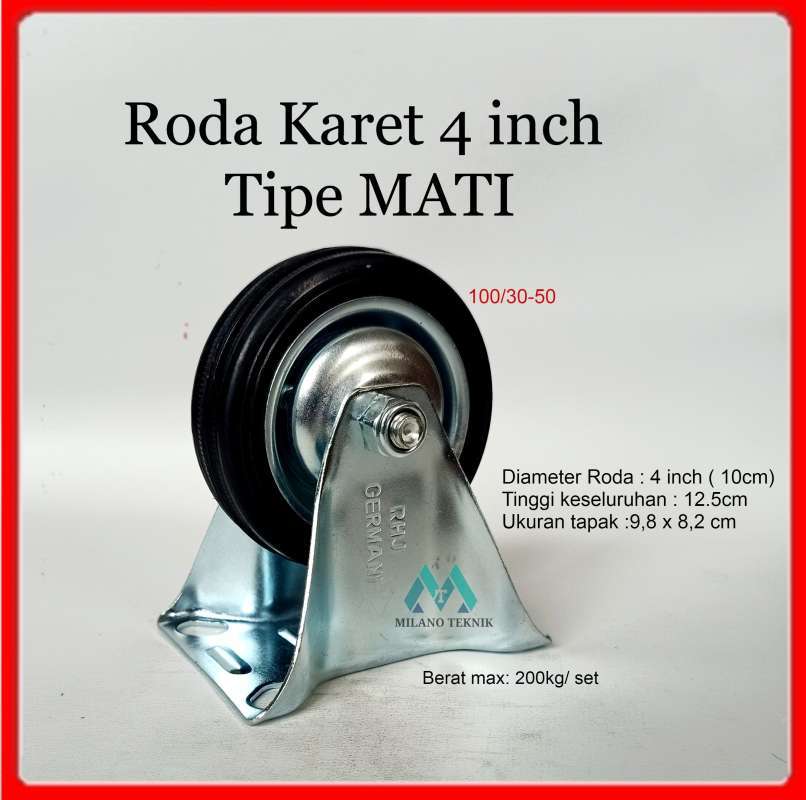 Jual Roda Karet 4 inch tipe MATI RHJ Troli Etalase Gerobak Trolley di ...
