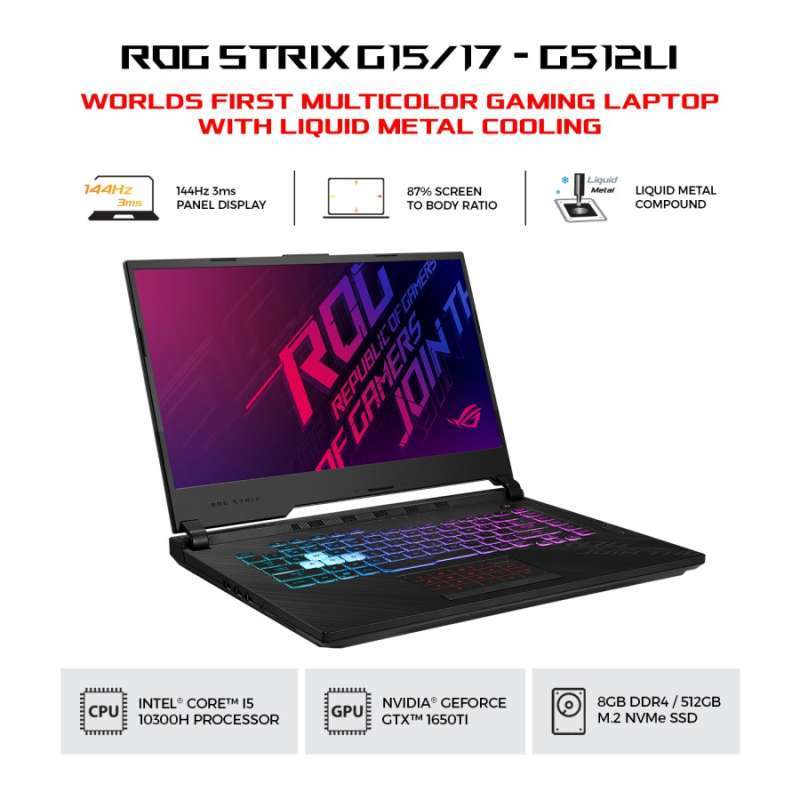 Jual Asus ROG STRIX G512LI I565B6T-O Ci5 10300H 8GB 512GB GTX 1650Ti 4G ...