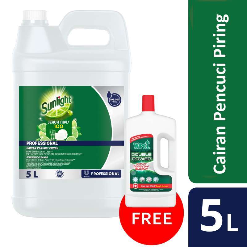Jual [FREE WIPOL BLEACH] Sunlight Professional Sabun Cuci Piring Cair Jeruk Nipis 5 L Jerigen di ...