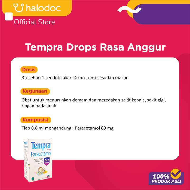 Jual Tempra Drops Rasa Anggur 15 Ml Di Seller Halodoc Official Store ...