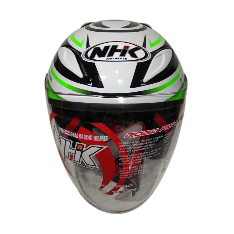 Jual Nhk R6 Racer X Helm Half Face - White Green Di Seller Trio Helm ...