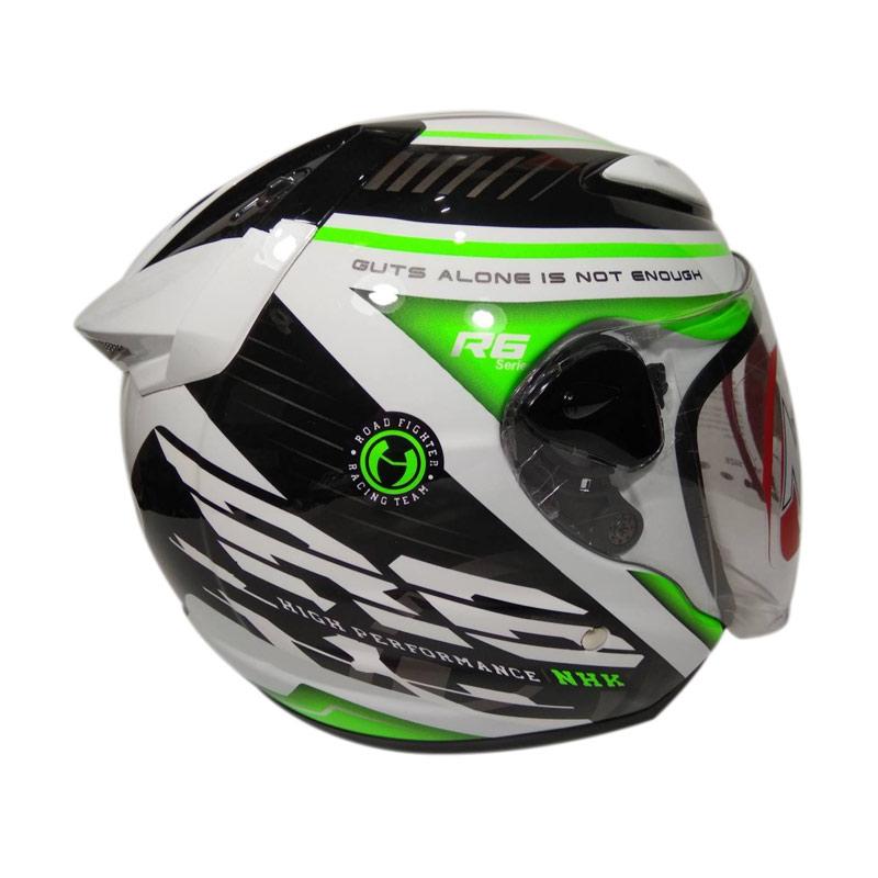 Jual Nhk R6 Racer X Helm Half Face - White Green Di Seller Trio Helm ...