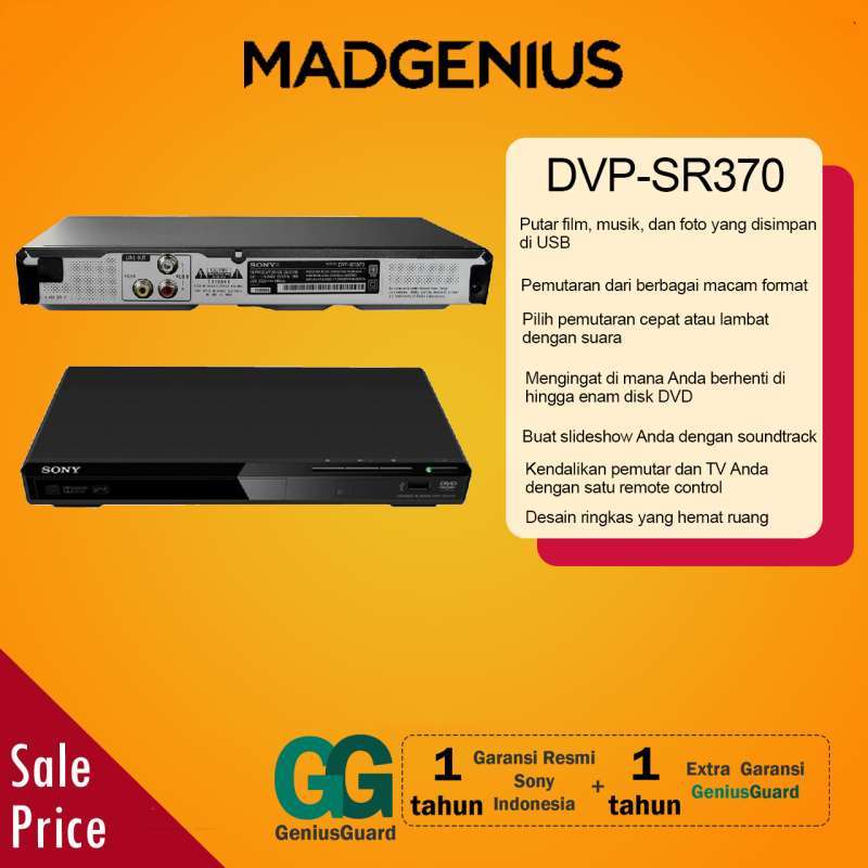 Jual Sony Original DVP-SR370 Black DVD Player with USB Connectivity - warna Hitam , garansi ...