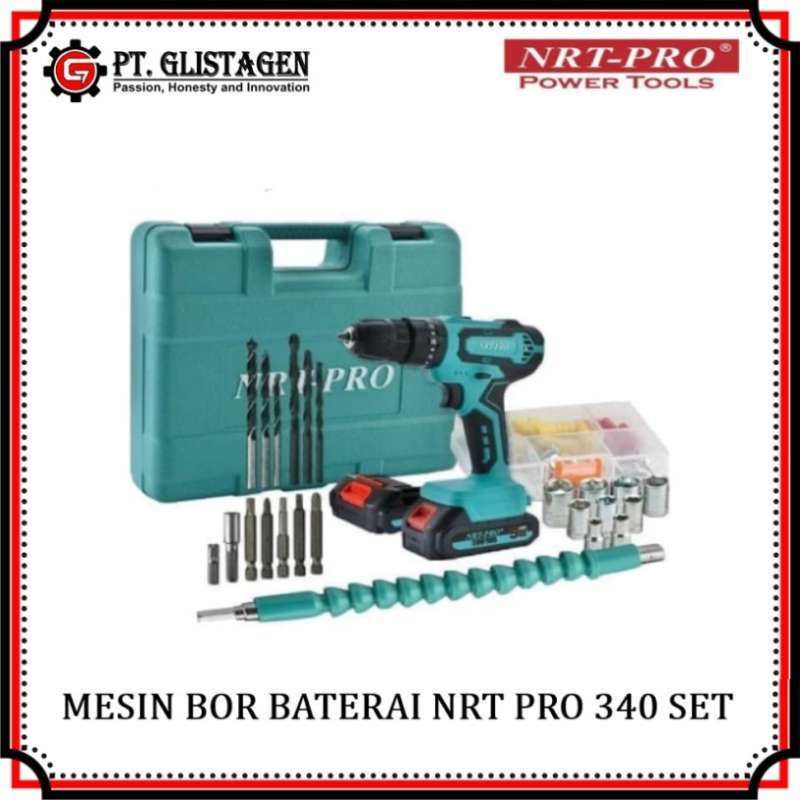 Promo NRT PRO DC340 Drill Impact Cordless Plus Mata Mesin Bor Tembok ...