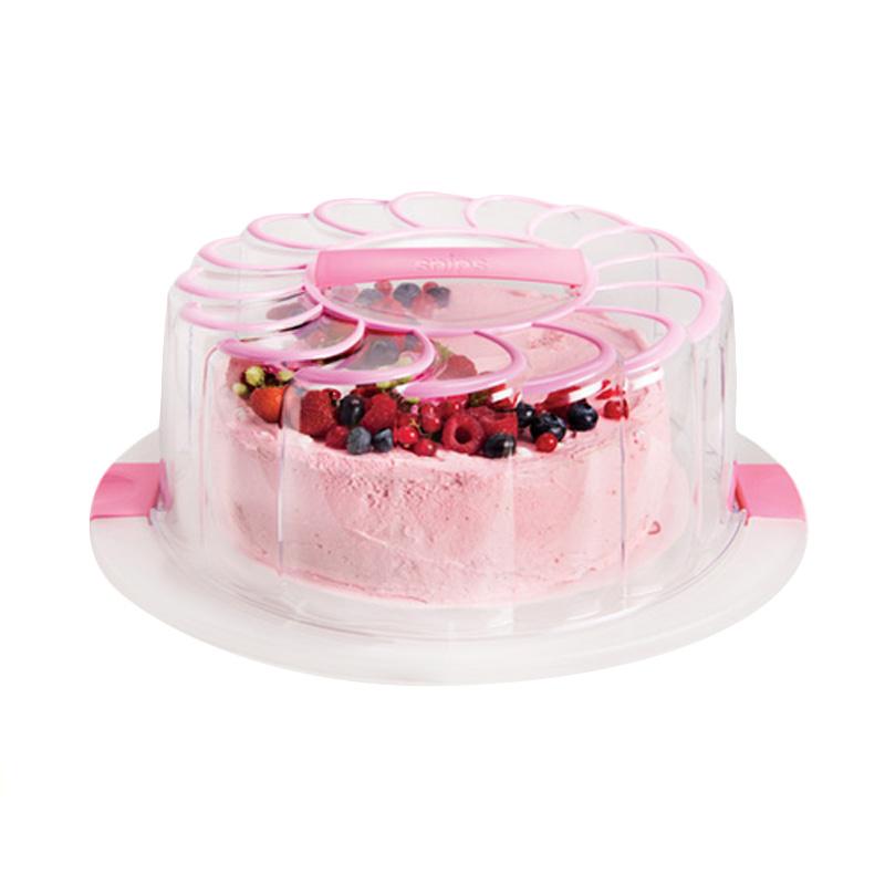 Jual Amalinda Italy Bulat Plastik Tempat Kue Cake - Pink Online Maret ...