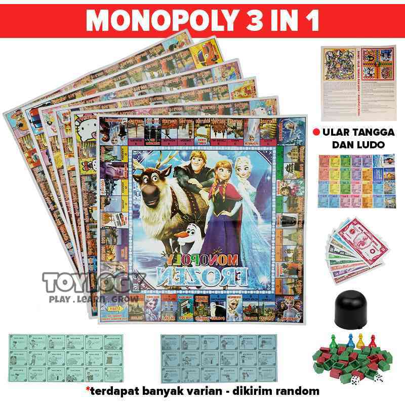 Jual Toylogy Mainan Game 3 in 1 Monopoli Ular Tangga Ludo Monopoly ...
