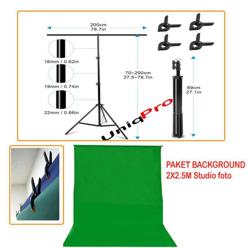 Jual Paket stand background foto Studio green screen Backdrop 2 x 2.5 ...