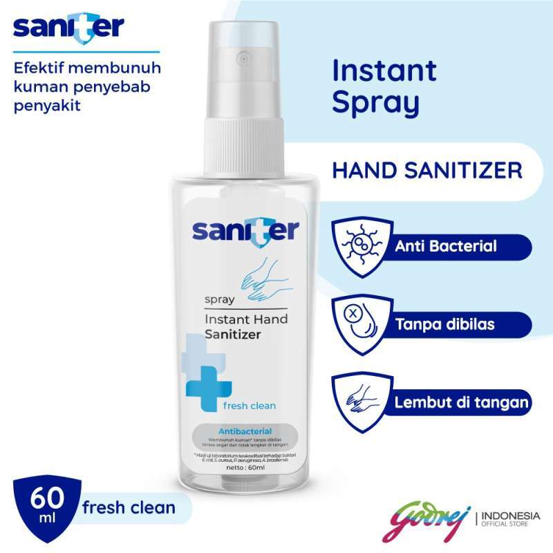 Jual Saniter Hand Sanitizer Spray 60ml Botol Disinfectant Semprot ...