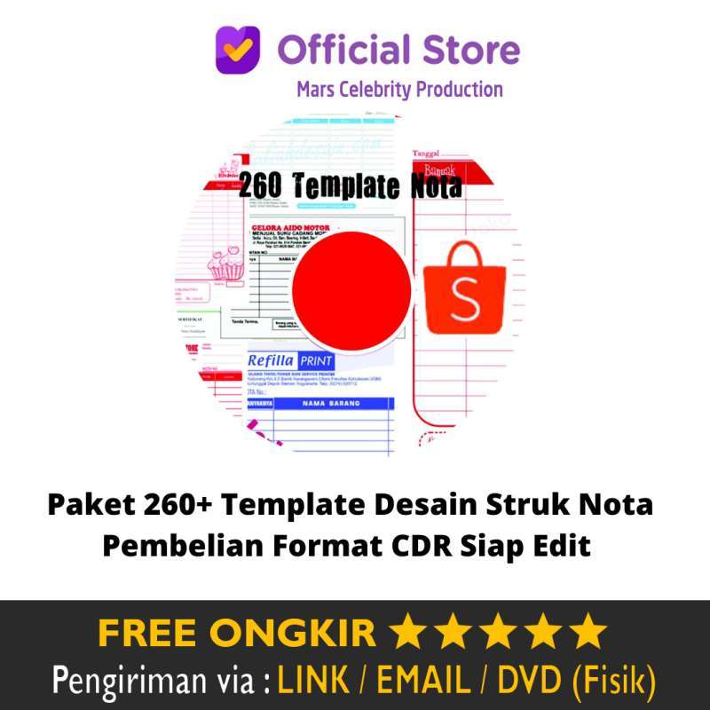 Promo Paket 260+ Template Desain Struk Nota Pembelian Format CDR Siap ...