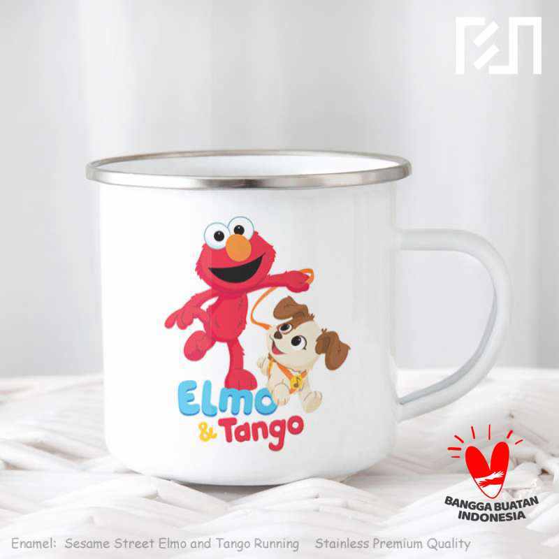 Promo Cangkir Kaleng Jadul Design Sesame Street Elmo and Tango Running ...
