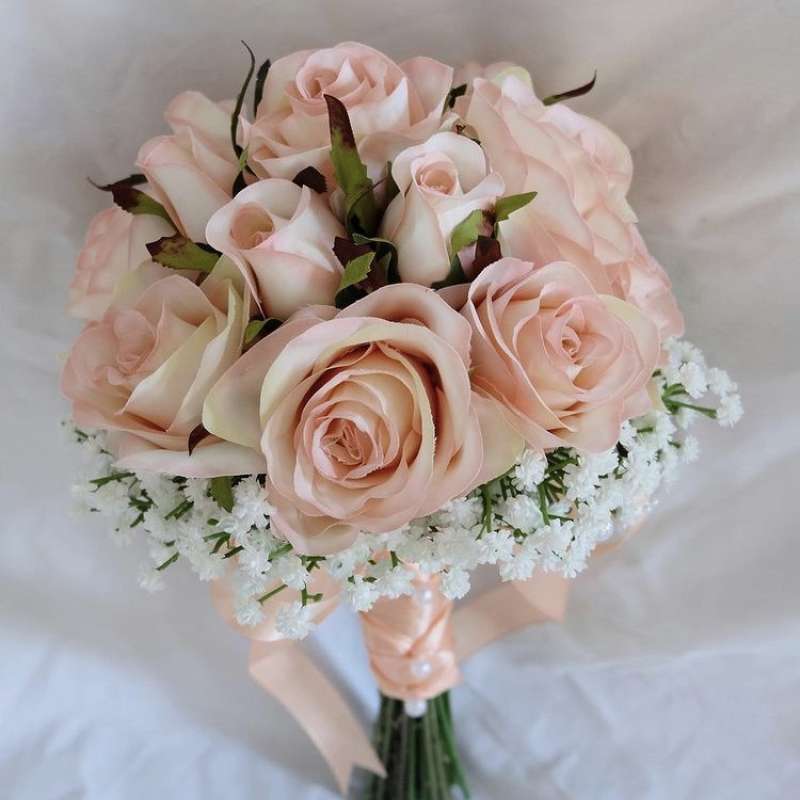 Jual Buket bunga pengantin rose artificial bridal bouquet - White ...