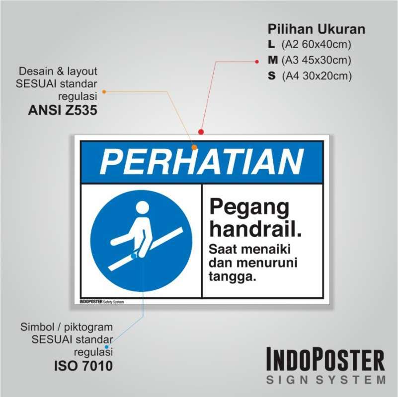 Jual Stiker K3 Safety Sign Ansi Gunakan Handrail Saat Naik Turun Tangga ...