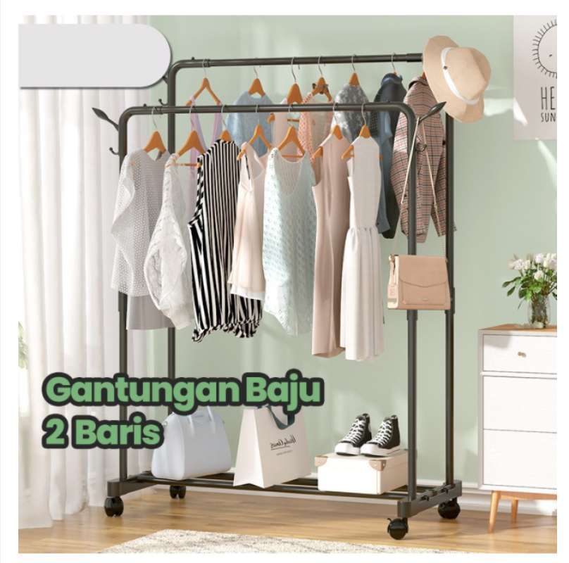 Promo Rak Baju Gantung Stand Hanger Double Tempat Pakaian Mulig ...