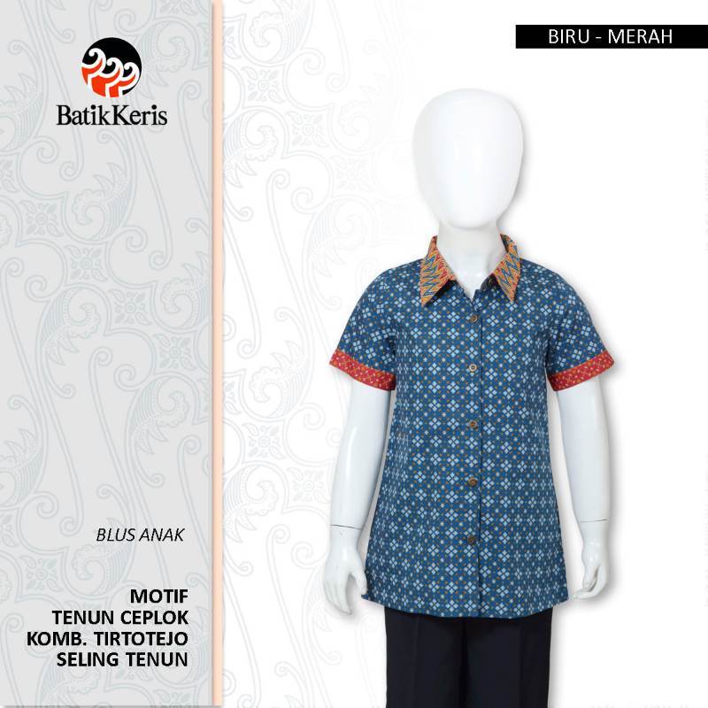 Promo Batik Keris Blouse Anak Lengan Pendek Tenun Ceplok Kombinasi ...