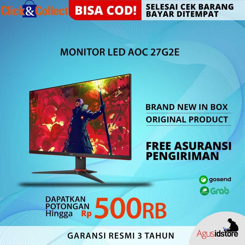 Jual Monitor LED AOC 27G2E 27 IPS 144Hz 1ms VGA HDMI DP FreeSync ...